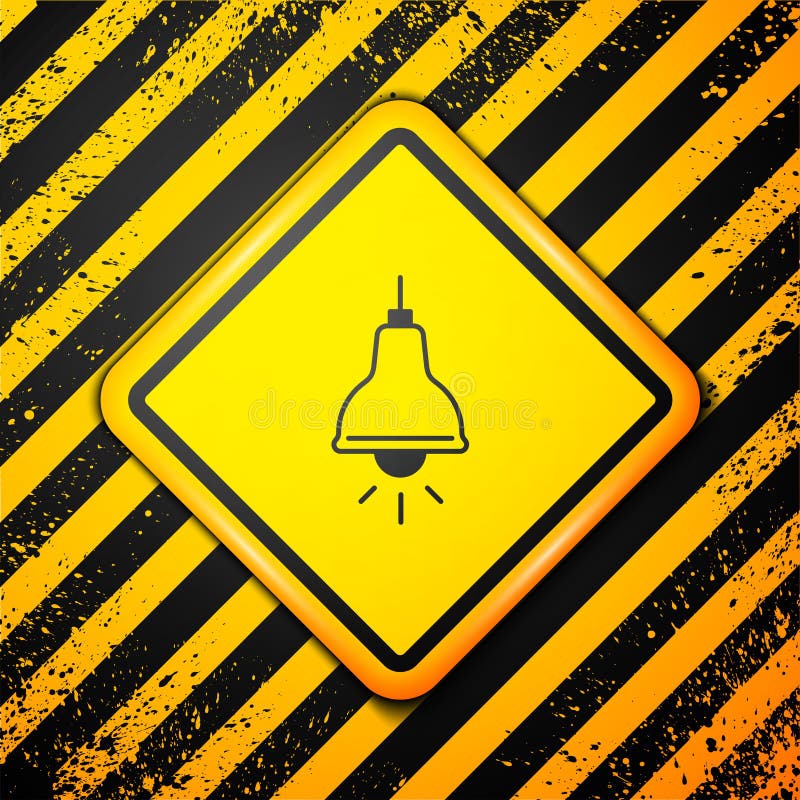 Black Lamp Hanging Icon Isolated on Yellow Background. Ceiling Lamp ...