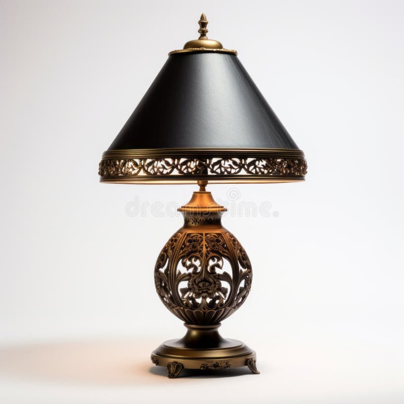 Elegant Table Lamp with Dramatic Shadows in Black and Bronze Stock ...