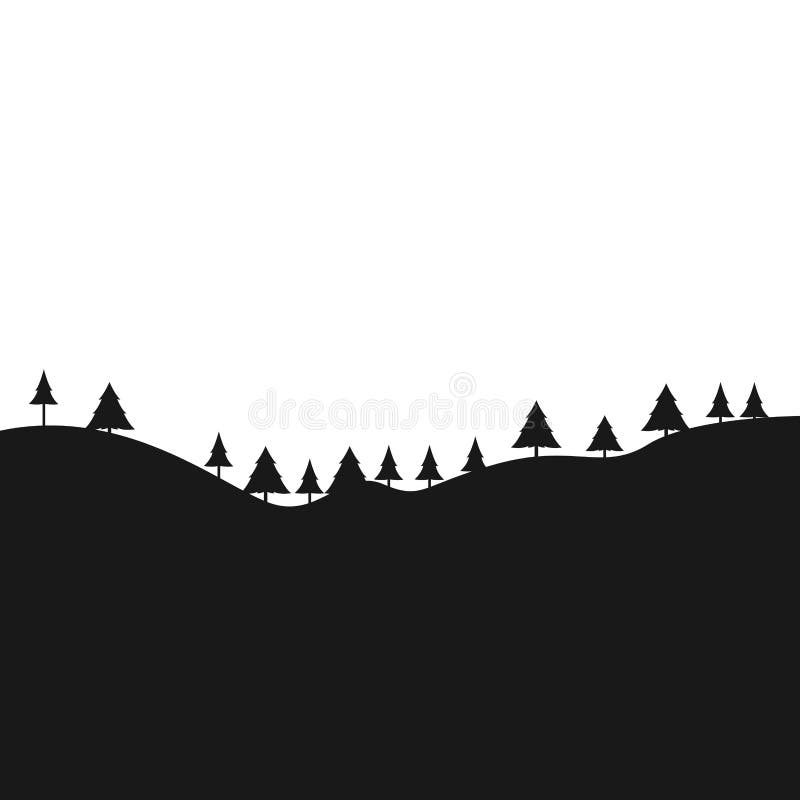 Black landscape with trees stock vector. Illustration of forest - 104363762