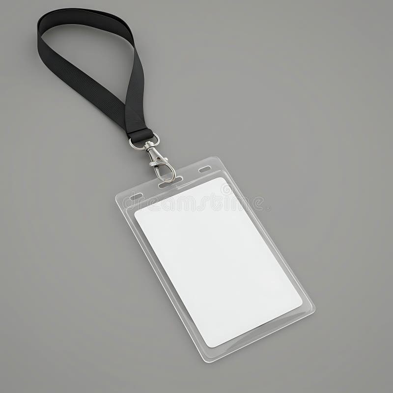 Black Lanyard with Blank ID Card Holder Mockup Stock Illustration ...