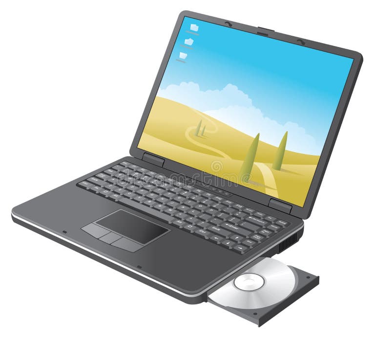 Black Laptop with CD Tray Open Stock Vector - Illustration of disc ...