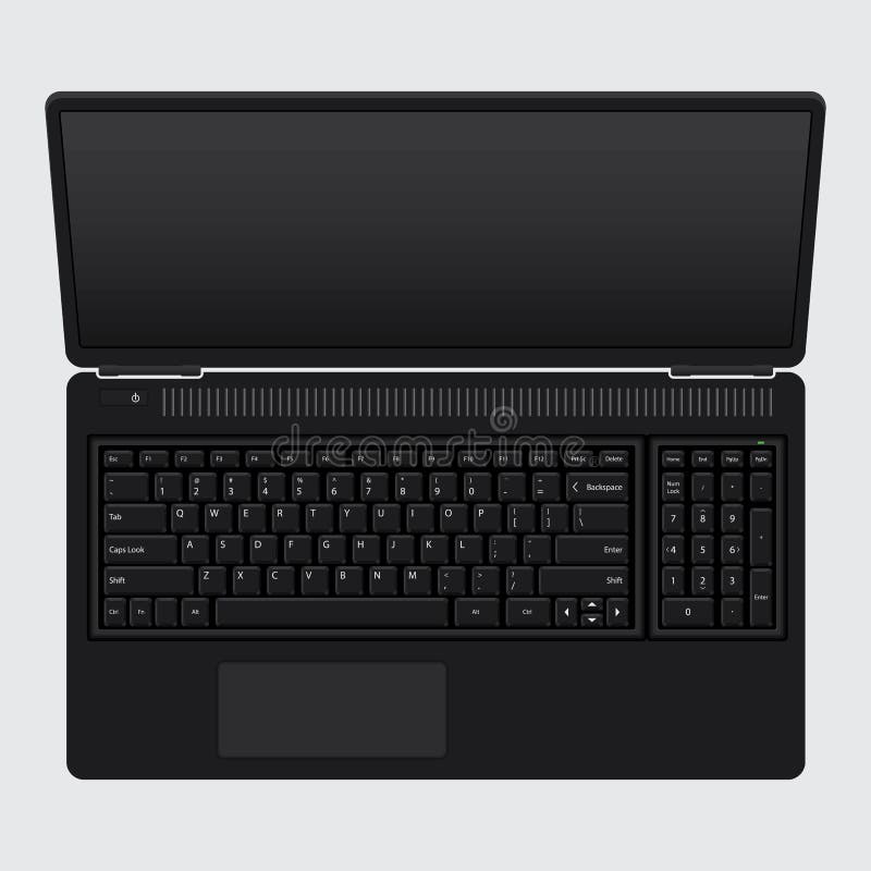 Black Laptop Computer in Top View on a White. Stock Vector ...