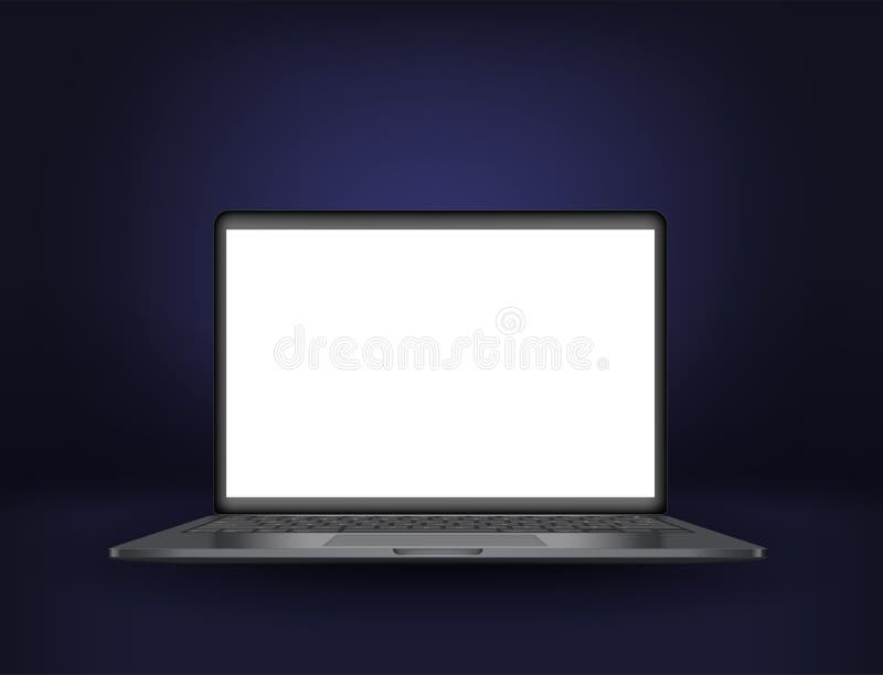 Laptop in the dark stock illustration. Illustration of board - 26127008