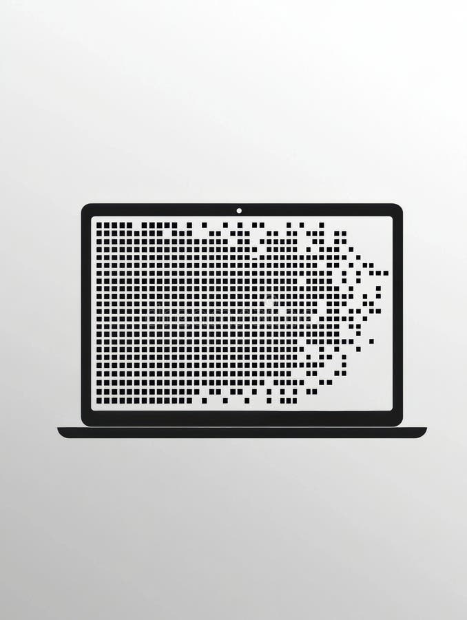 A Black Laptop Features a Unique Pixel Art Display, Illustrating ...