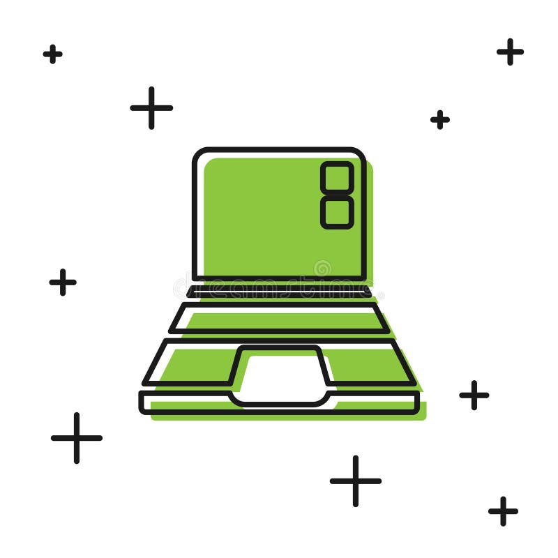 Black Laptop Time Icon Isolated on Transparent Background. Computer ...