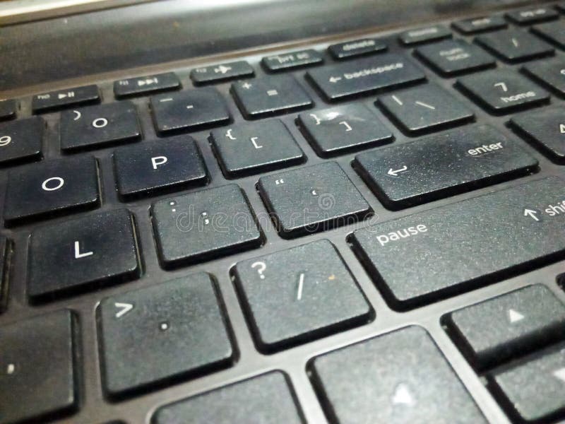Black Laptop Keyboard with White Letters Stock Photo - Image of ...