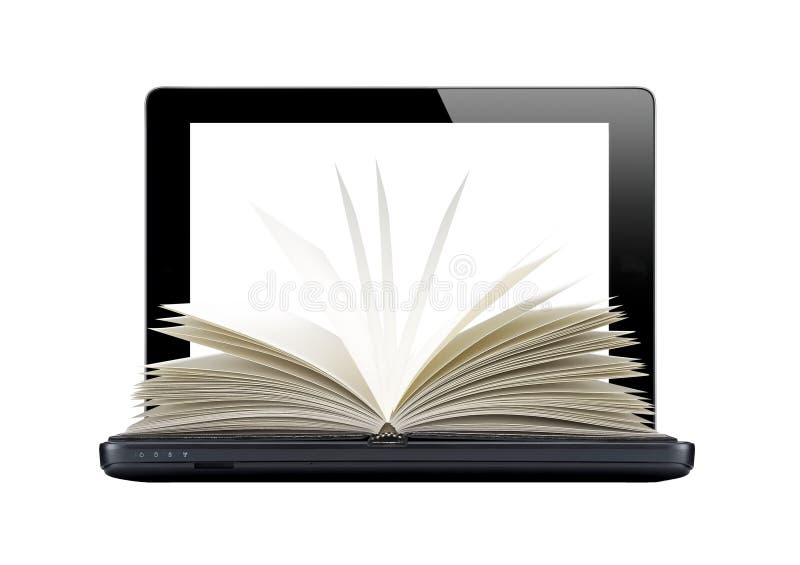 Black Laptop Openned Book Isolated White Stock Photos - Free & Royalty ...