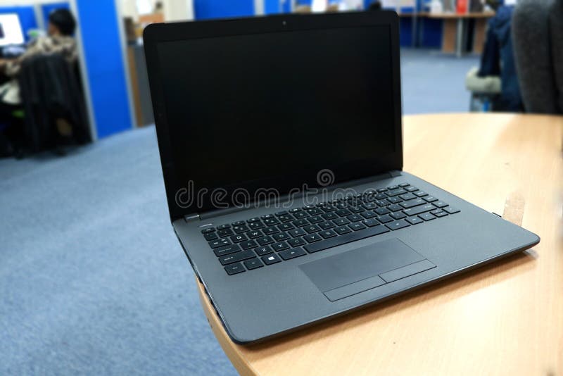 Black Laptop or Portable Computer Photo on Office Table Stock Image ...