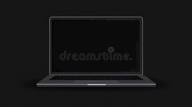 A Black Laptop with a Black Screen Stock Illustration - Illustration of ...