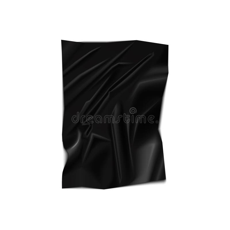 Black Latex Wrinkled Fabric, 3D Satin Textile Wrap with Drapes Stock ...