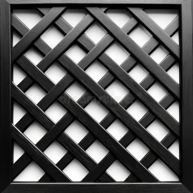 Black Lattice Square Panel, Detailed Wooden Texture, Geometric Pattern ...