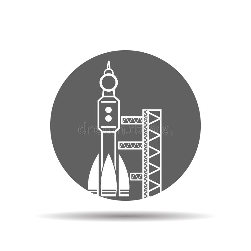 Black Launch Site with Rocket, Spaceport Icon, Vector Illustration ...