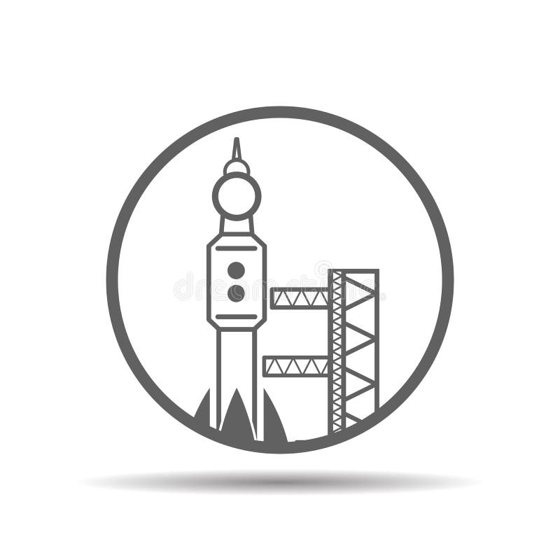 Black Launch Site with Rocket, Spaceport Icon, Vector Stock Vector ...