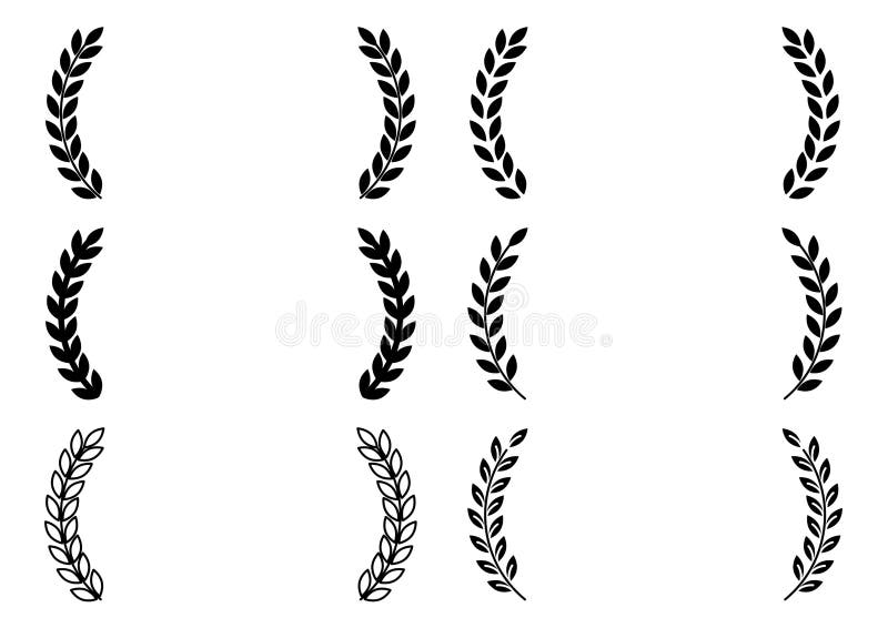 Black Laurel Leaf Decorative Frame Design Set. Vector Illustration ...