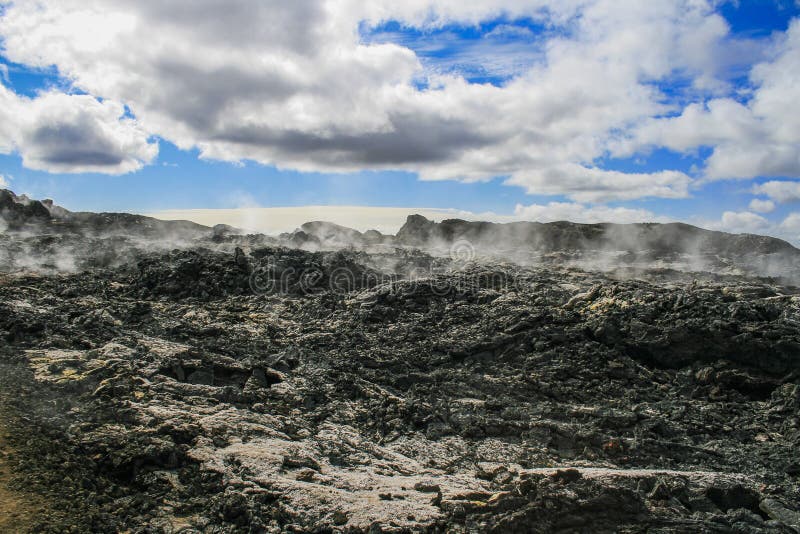 Black lava and steam stock photo. Image of dried, hilo - 29903826
