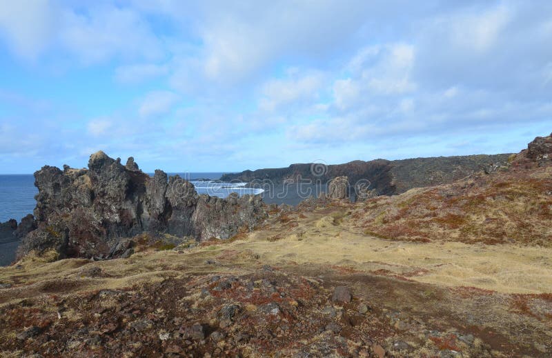 Black Lava Pearl Beach on Coast of Iceland Stock Image - Image of ...