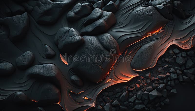 Black Lava Rock Texture. Dark Stone Surface Texture Stock Illustration ...