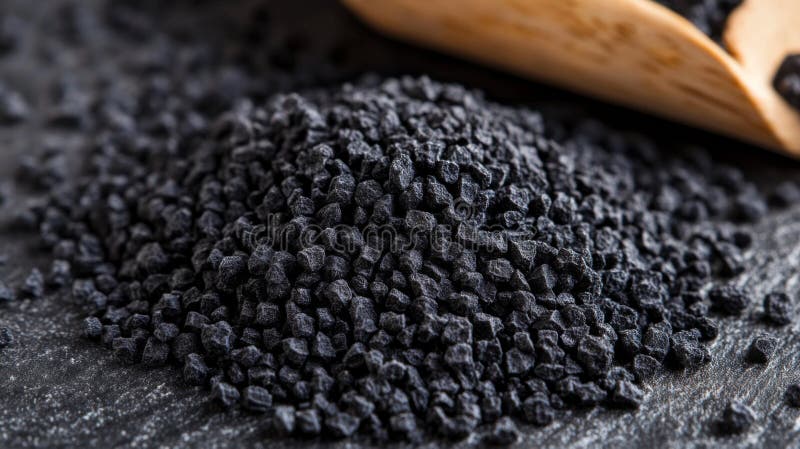 Black Lava Salt Crystals Close Up View Stock Illustration ...
