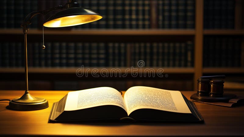 Black Law Book Open on an Office Desk Stock Photo - Image of business ...
