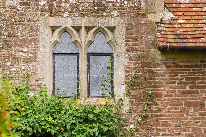 Medieval Cottage Window with Leaded Glass Stock Image - Image of ...