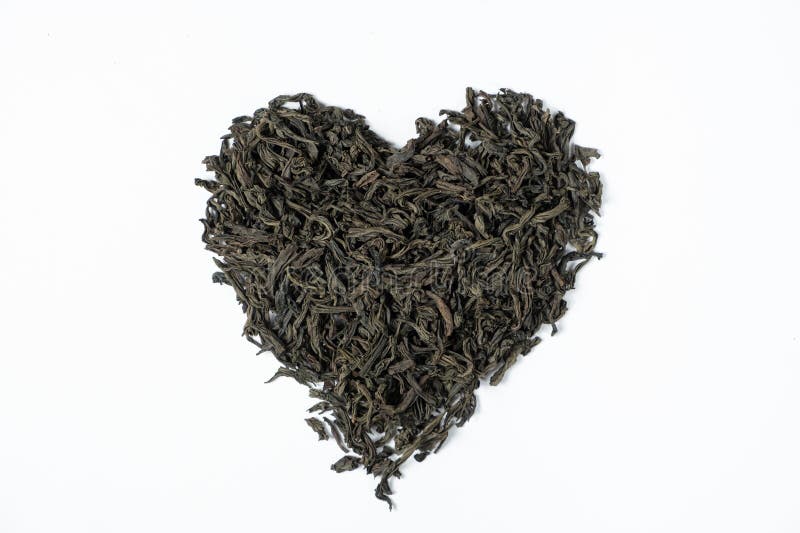 Black Leaf Tea Scattered in Heart Shape on White Background Top View ...