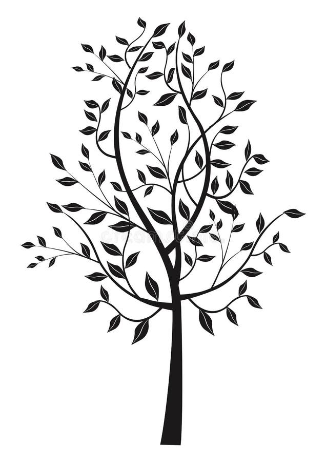 Black Leafy Tree Silhouette. Stock Vector - Illustration of growth ...