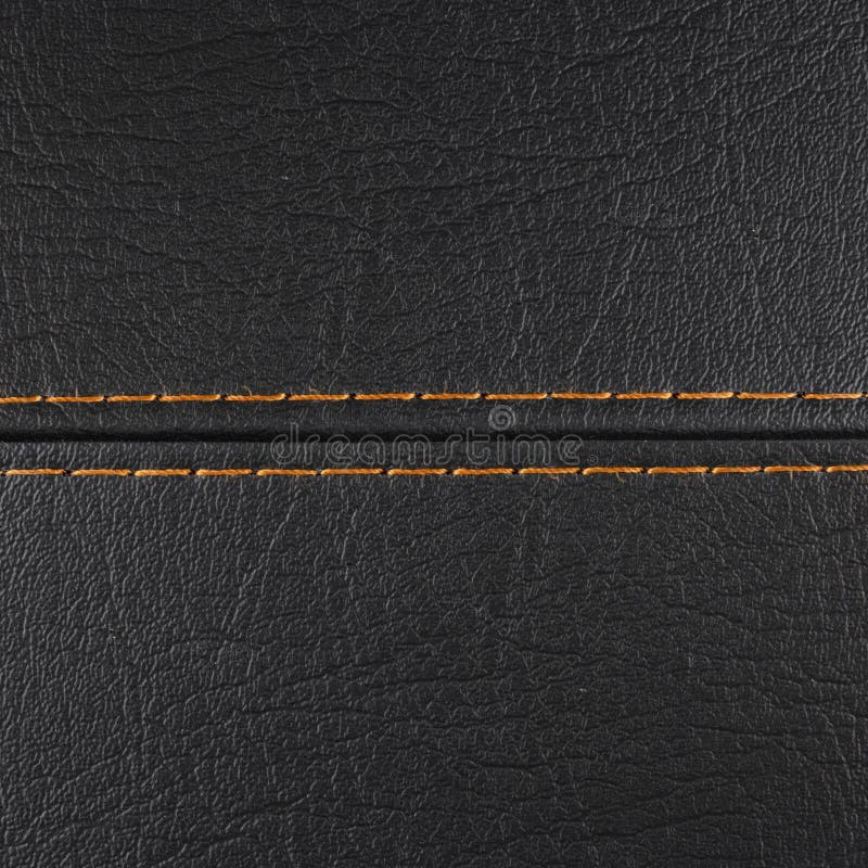 Black Leather Background with Orange Stitching Stock Image - Image of ...
