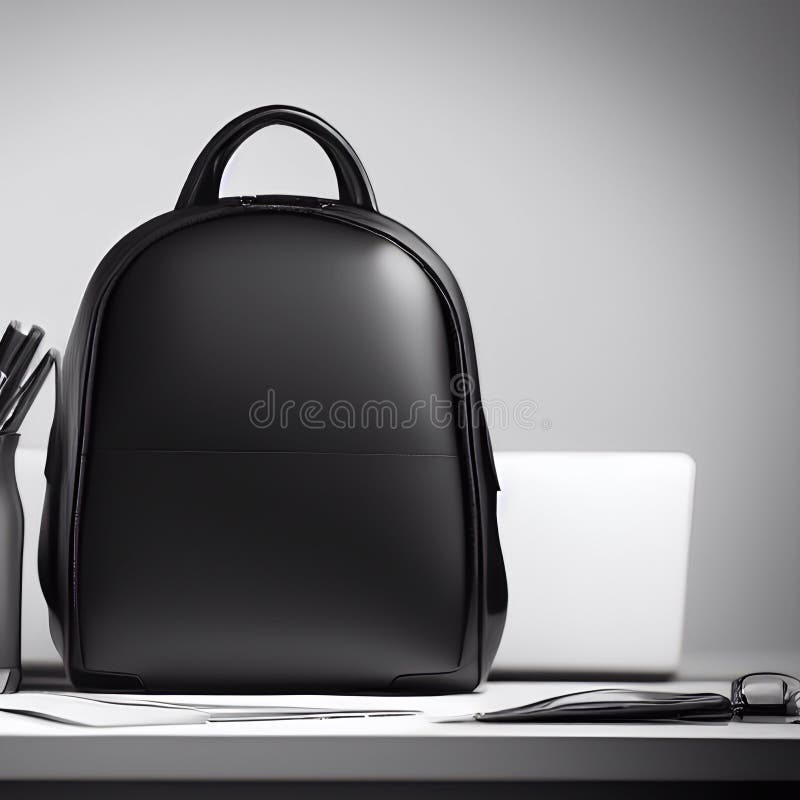 Black leather backpack stock photo. Image of work, workspace - 268602026