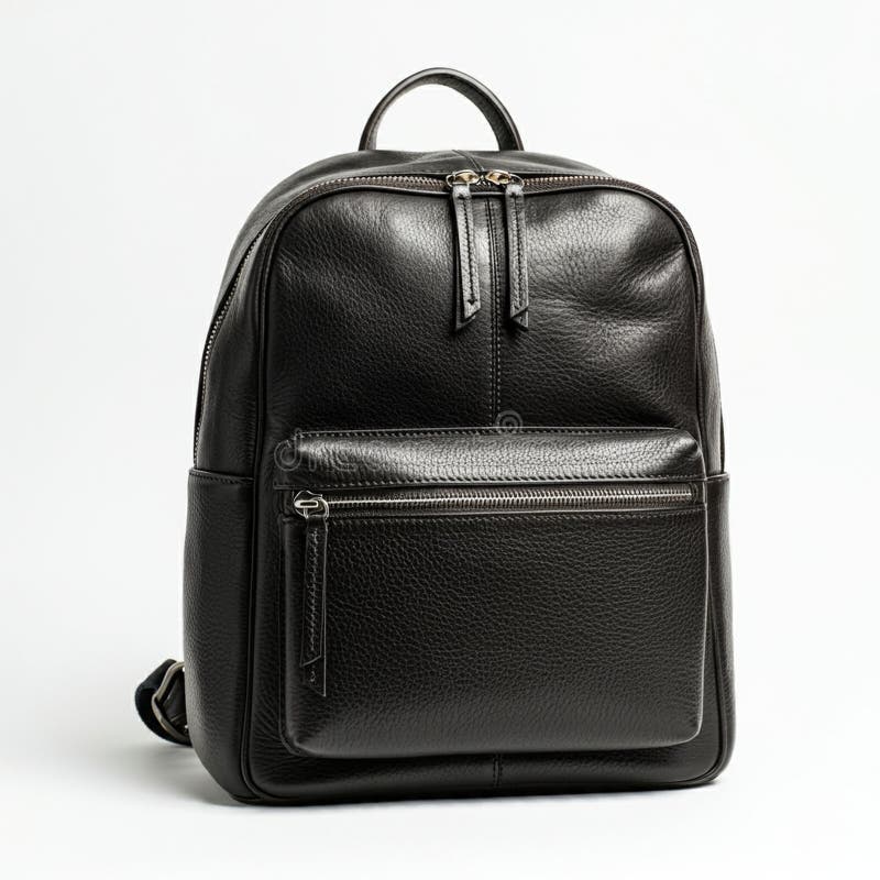 Black Leather Backpack with a Sleek Design, Featuring a Textured ...