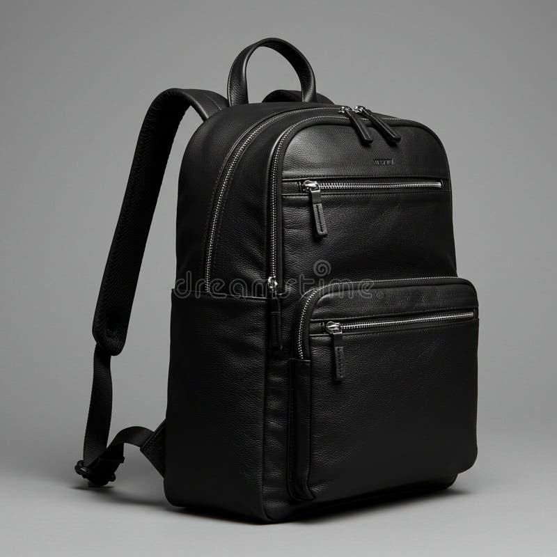 Black Leather Backpack with a Sleek, Minimalist Design. Features ...