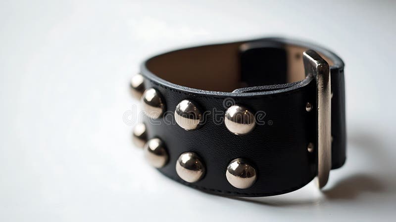 Black Leather Band with Gold Studs on it Stock Photo - Image of elegant ...