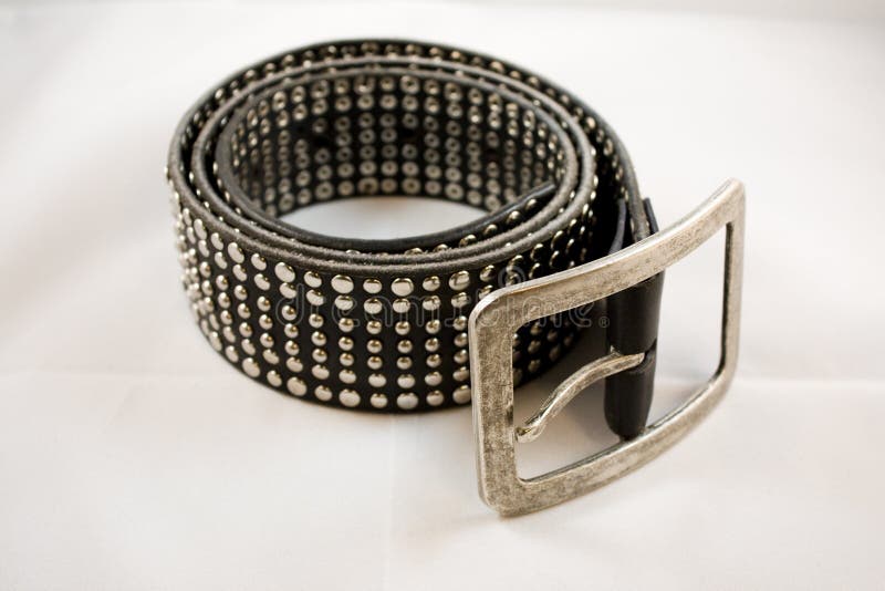 Black Leather Belt with Nails Stock Image - Image of belt, outline: 7276597