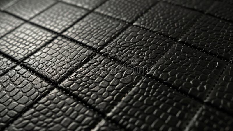 Black Leather with a Bold Rectangular Grid Pattern Adding a Modern and ...