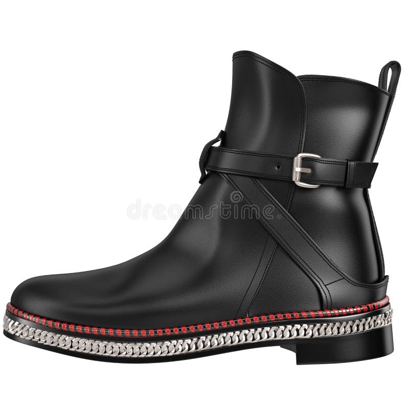 Black Leather Boot, Side View Stock Illustration - Illustration of ...
