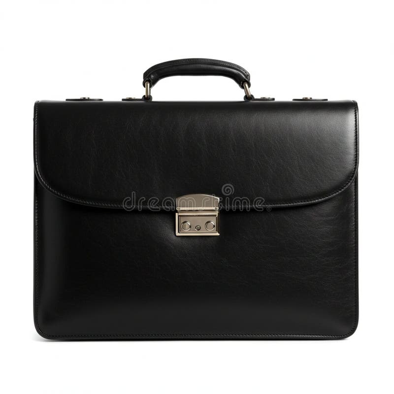 Black Leather Briefcase Featuring a Sleek, Smooth Texture. the Design ...