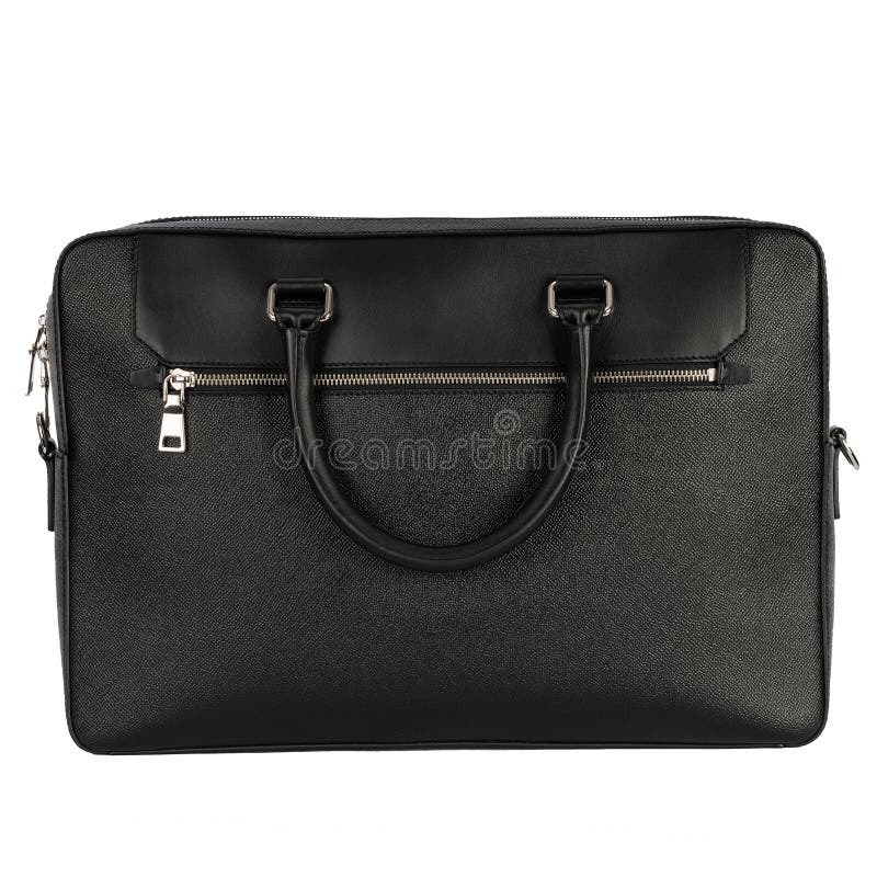 Black Leather Briefcase with Handles Stock Photo - Image of ...