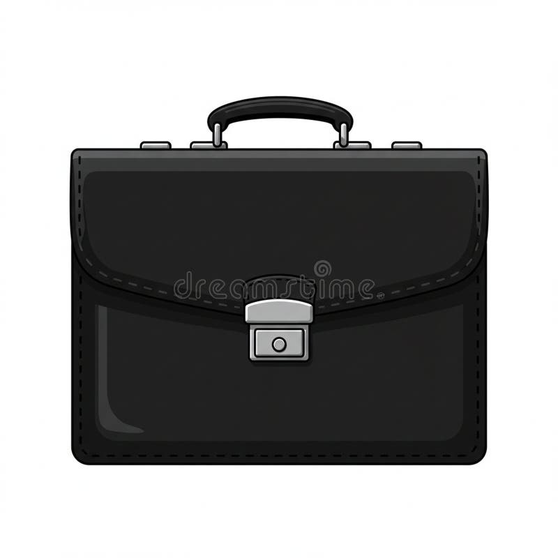 Black Leather Briefcase with a Rectangular Shape and Rounded Edges ...