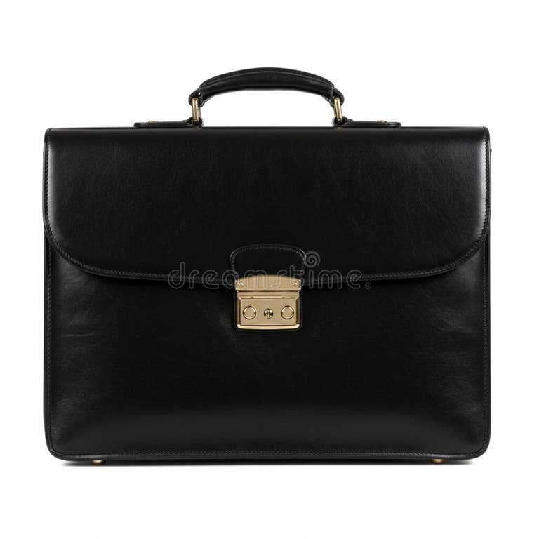 Black Leather Briefcase with a Smooth Texture and a Structured ...