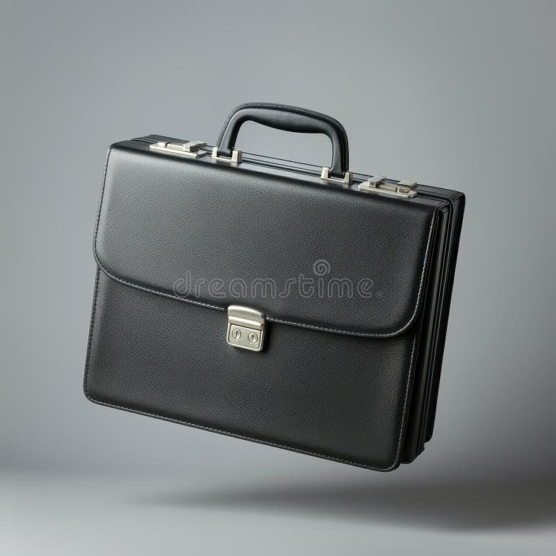 Black Leather Briefcase with a Structured Rectangular Shape Stock ...