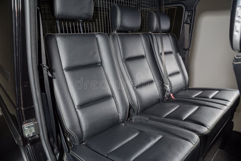 Black Leather Cabin of a Luxurious Car Stock Image - Image of view ...