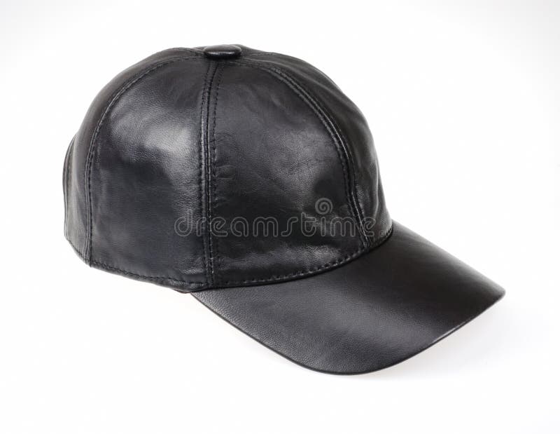 Black leather cap stock image. Image of white, cover - 19640419