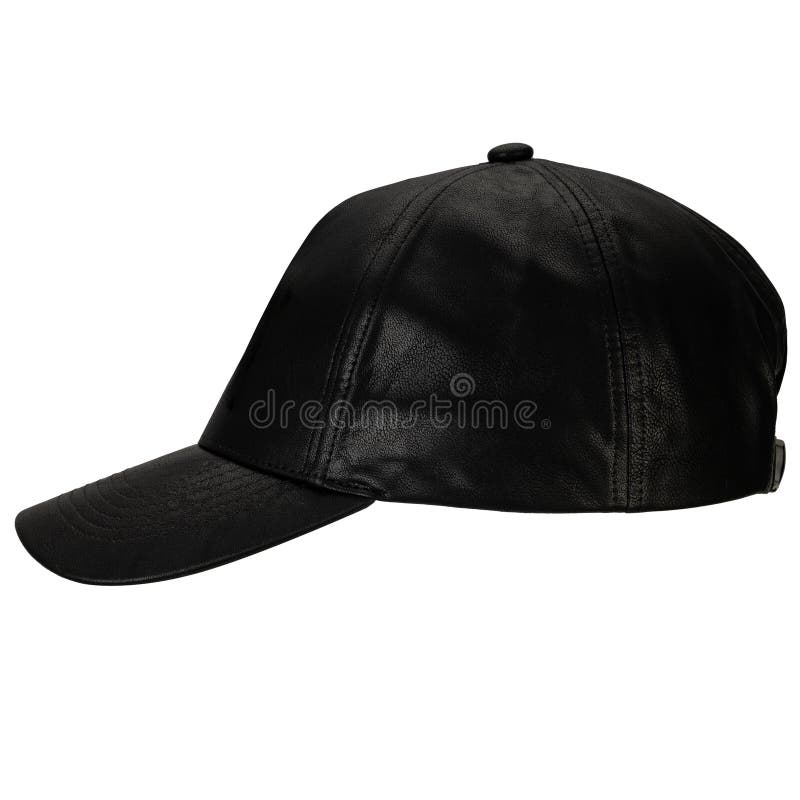 Black Leather Cap Side View Stock Photo - Image of headgear ...