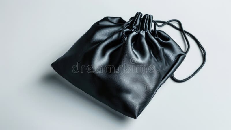 Black Leather Drawstring Bag Stock Photo - Image of tote, outdoor ...