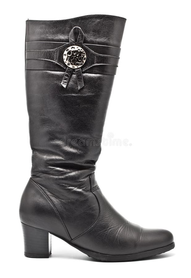 Black Leather Female Boots stock image. Image of boots - 20729917
