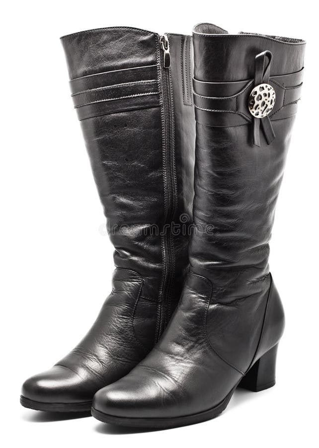 Black Leather Female Boots stock image. Image of elegant - 25334205