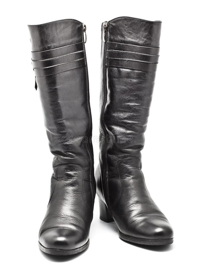 Black Leather Female Boots stock image. Image of leather - 25516961