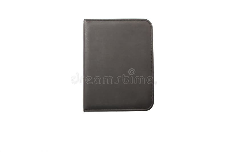 Black Leather Folder Isolated on White Background. Leather Black Folder ...