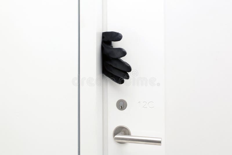 A Black Leather Glove in the Door Stock Image - Image of leatherglove ...