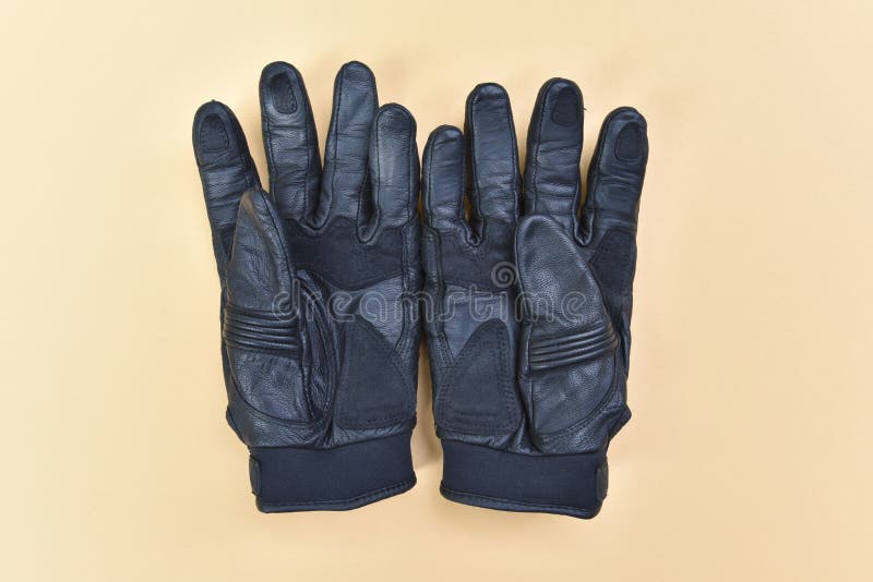 Black Leather Gloves for Riding a Motorcycle or Bicycle Stock Image ...