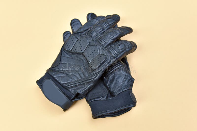 Black Leather Gloves for Riding a Motorcycle or Bicycle Stock Image ...